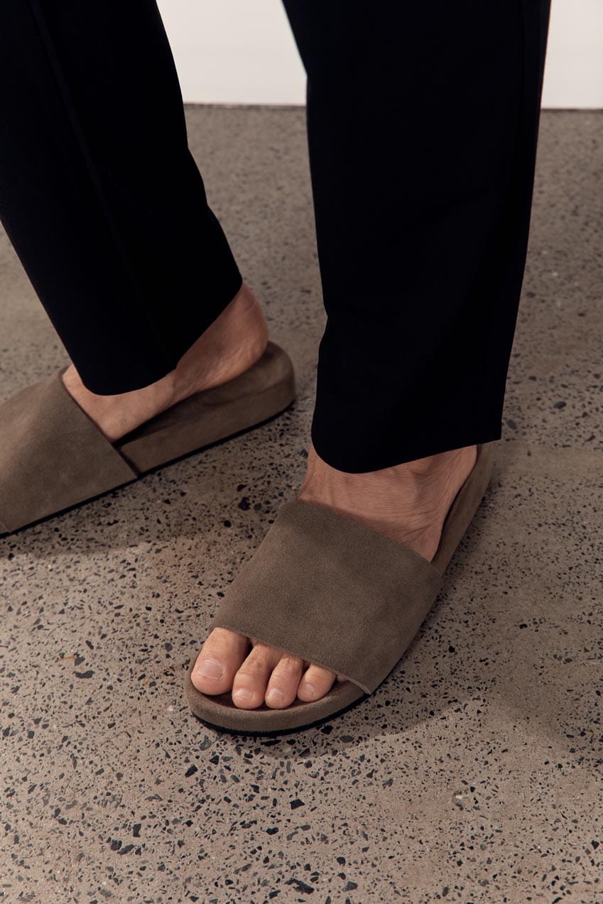 The Tom Slide | Olive Suede | The Bali Tailor